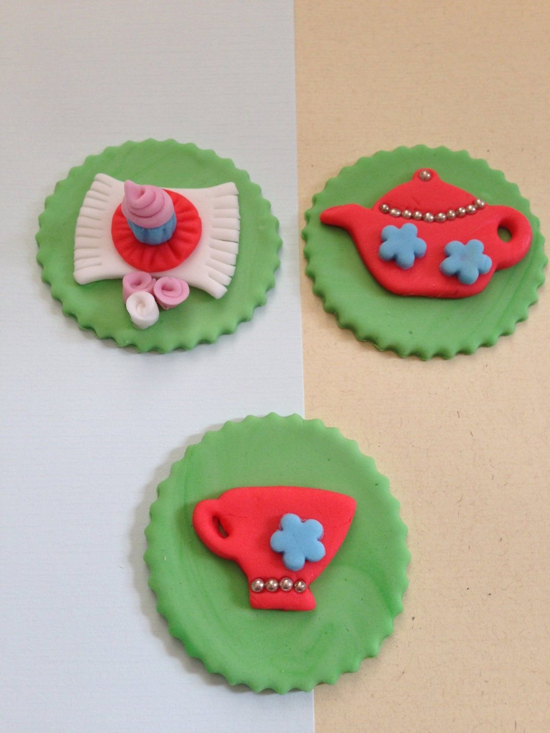Edible Fondant Cupcake, Cookie Toppers- Tea Party - Etsy