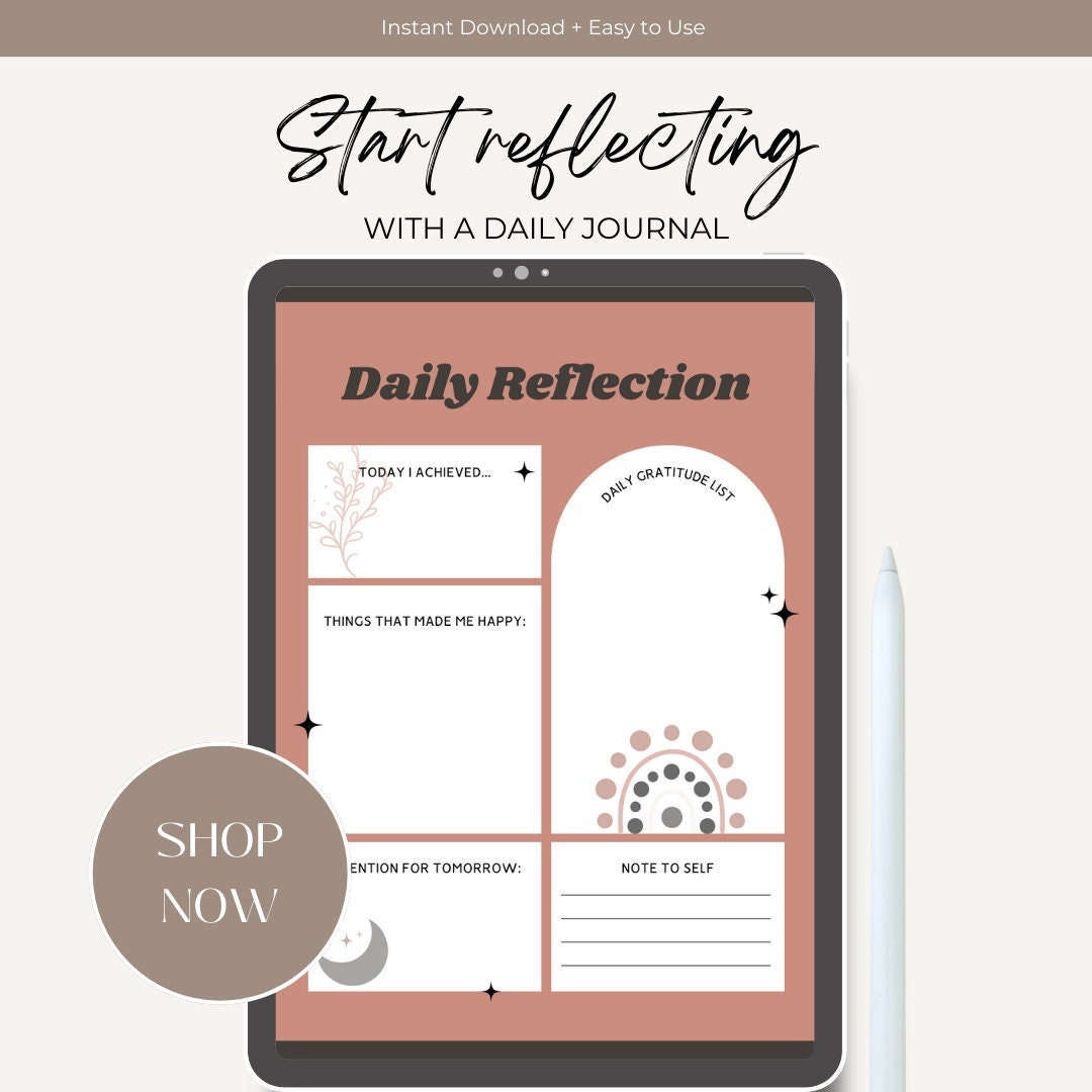 Printable Daily Reflection Journal Digital Download Daily Planner ...