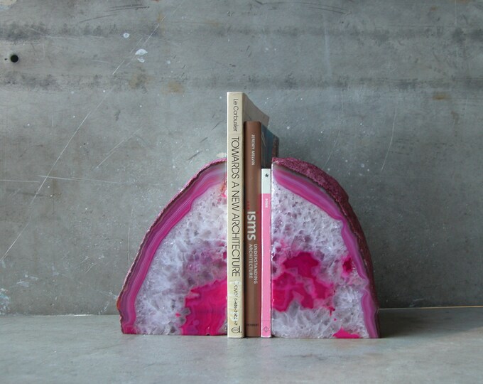 Vintage Agate Geode Bookend in Pink - Etsy