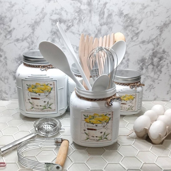 Lemon Kitchen Canisters - Etsy