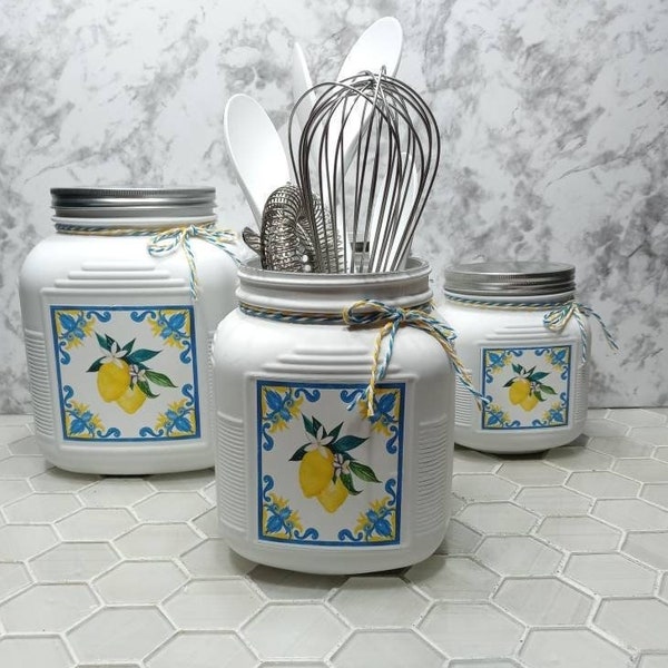 Lemon Kitchen Canisters - Etsy