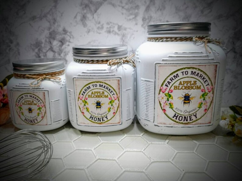 3 Piece Rustic Farmhouse Honey Bee Canister Set/cracker - Etsy