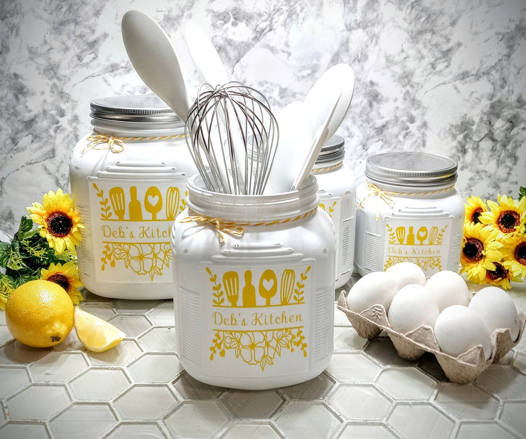 Personalized Farmhouse Kitchen Canisters, Kitchen Canister Set, Vintage ...