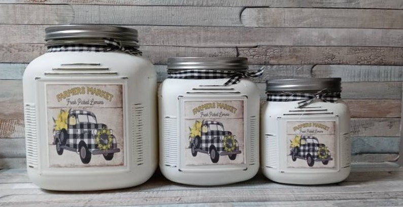 3 Piece Rustic Farmhouse Lemon Buffalo Check Truck Canister - Etsy