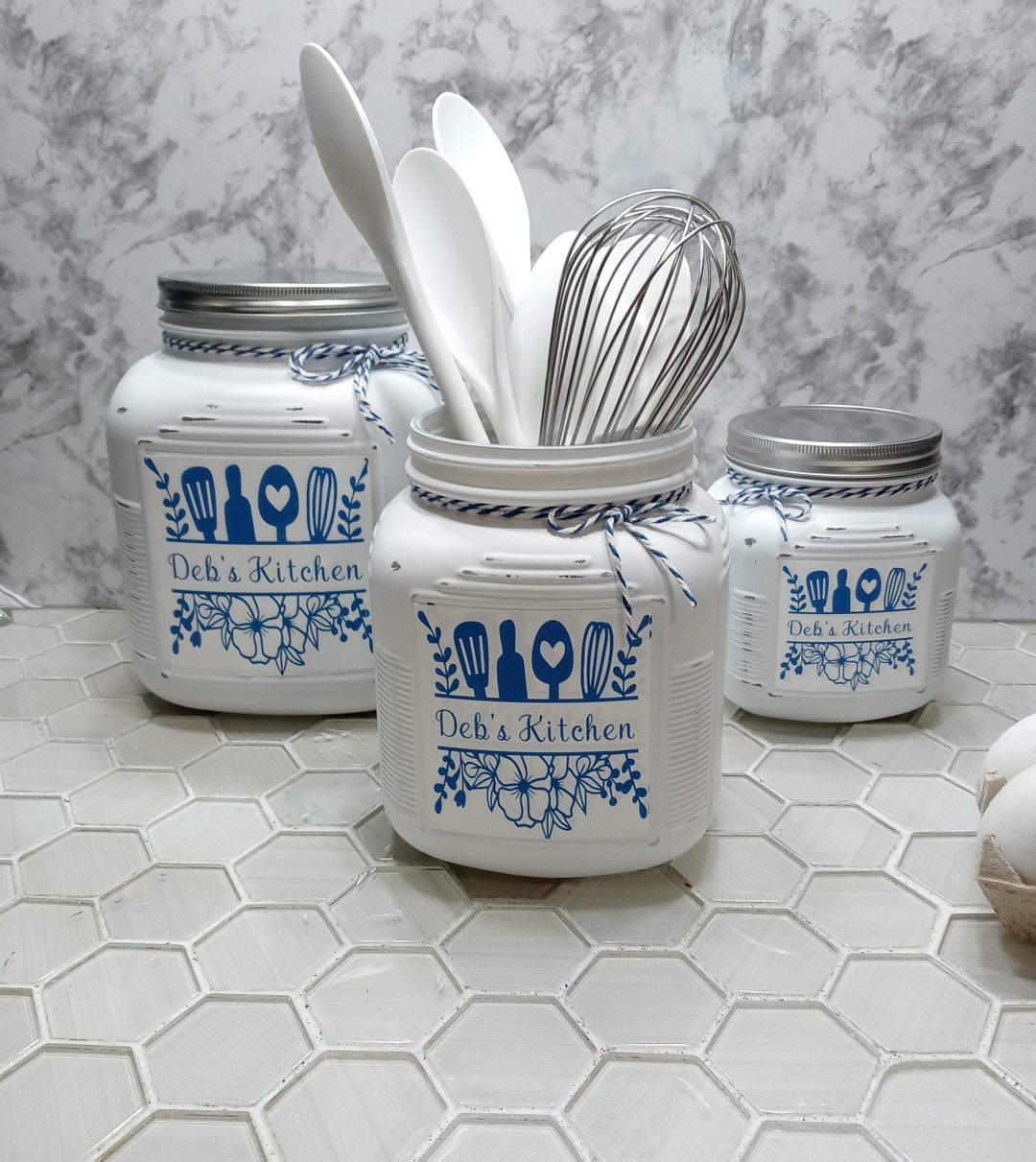 Personalized Farmhouse Kitchen Canisters, Kitchen Canister Set, Vintage ...
