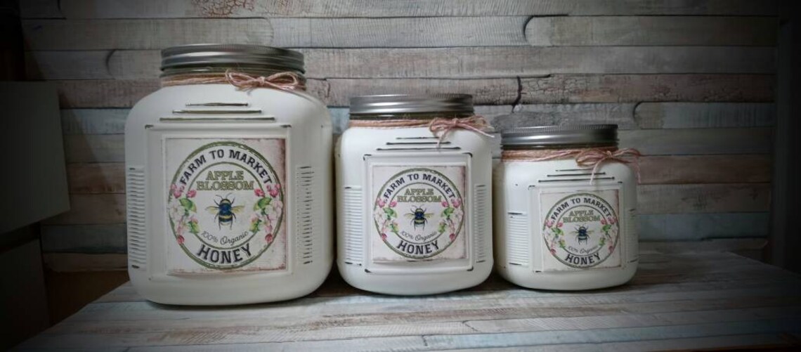 3 Piece Rustic Farmhouse Honey Bee Canister Set/cracker | Etsy