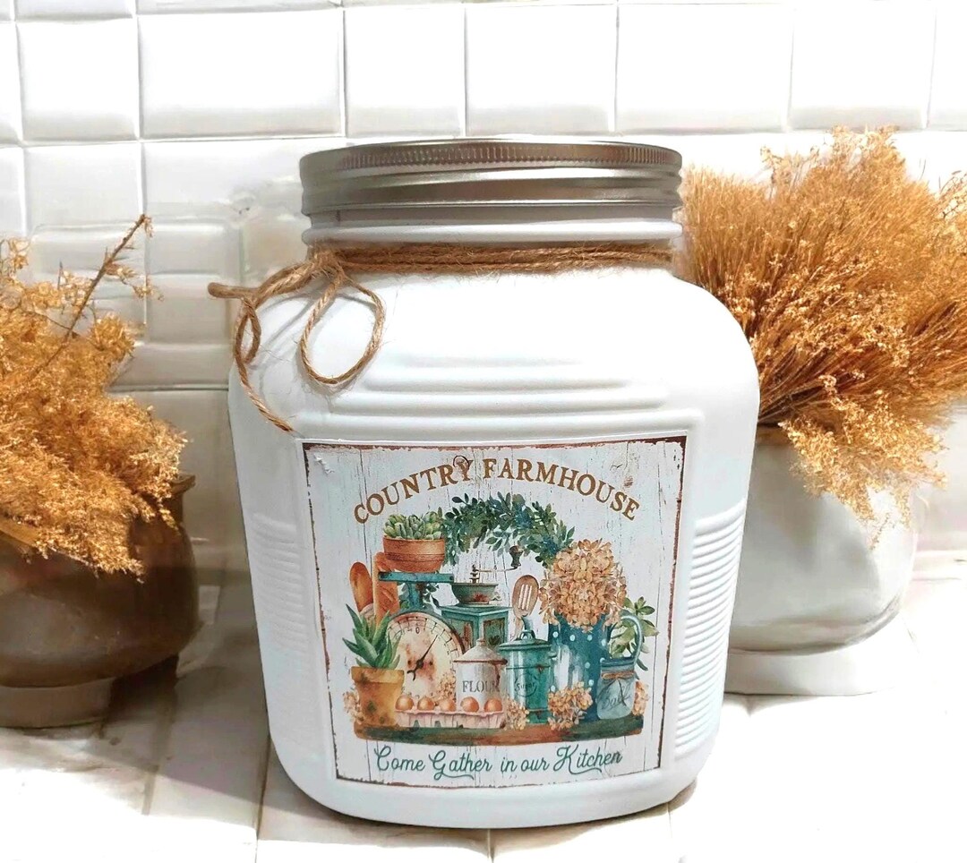 Modern Farmhouse Cookie Jars Rustic Fall Treat Containers Large Gallon ...