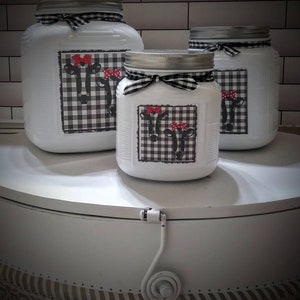 Rustic Farmhouse Kitchen Canisters/ Gloss Black and White Buffalo Plaid ...