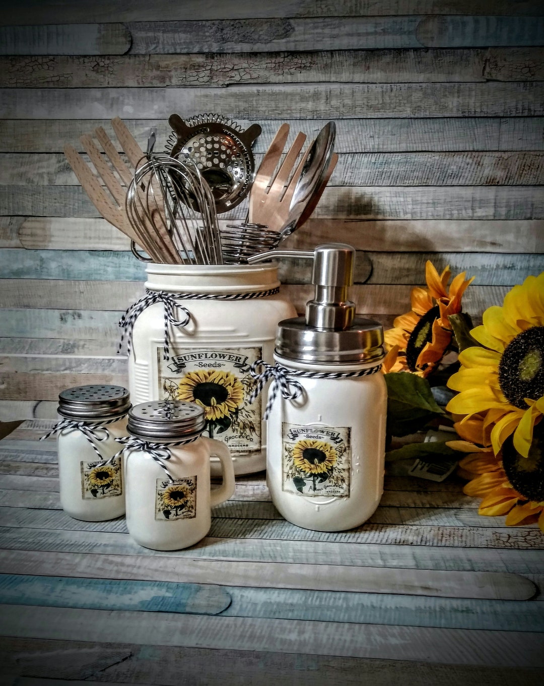 Rustic Country Kitchen Utensils Holder Cookie Jar Soap - Etsy