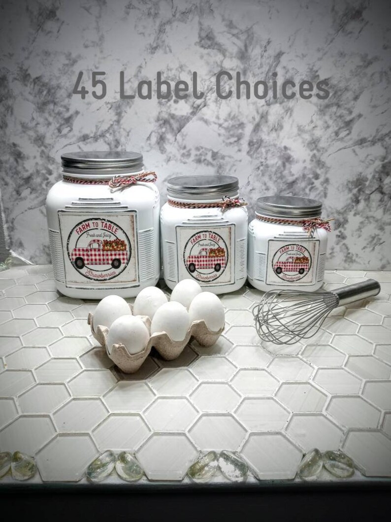 3 Piece Rustic Farmhouse Red Truck Canisters/cracker Jar - Etsy