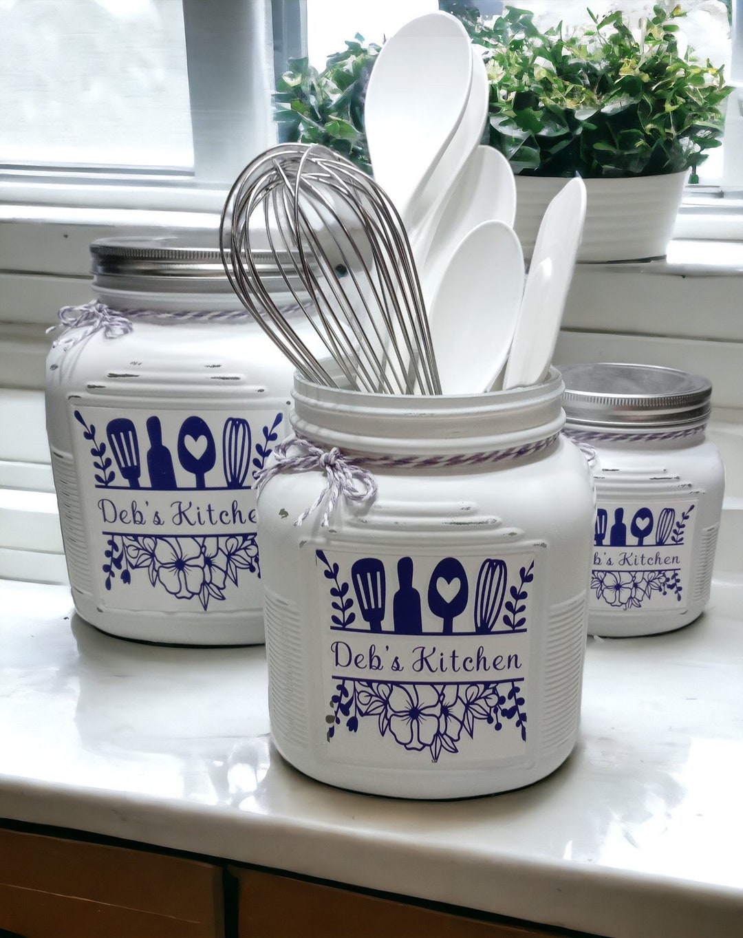 Vintage-inspired Canister Set Personalized Name & Choice of Color ...