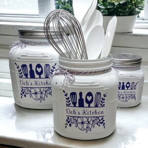 Vintage-inspired Canister Set Personalized Name & Choice of Color ...