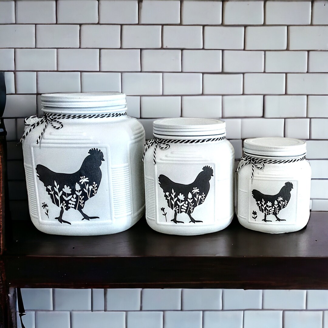 Vintage Style Chicken Canister Set of 3 or 4, 45 Color Choices ...