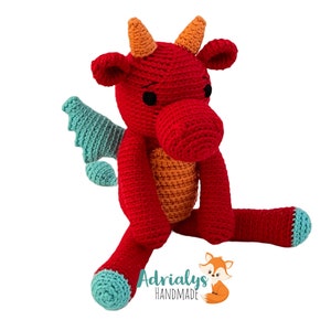 Crochet Red Dragon- Dragon Amigurumi, Crochet Animals, Crochet Toy ...