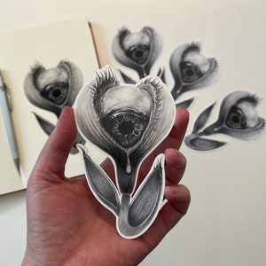 Weird Flower Plant Botanical Sticker Vinyl Waterproof Art Surreal Odd ...