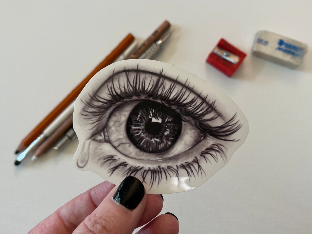 Human Eye Vinyl Waterproof Art Sticker Realistic Drawing Black and ...