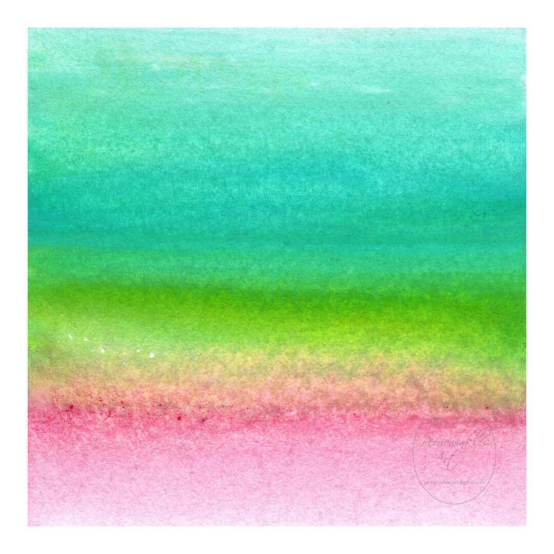 Abstract Square Watercolor Mixed Media Colorful Organic Expressive Fine ...