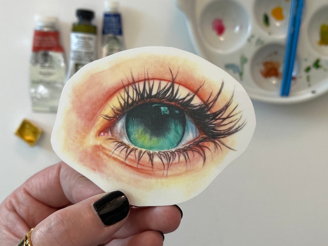 Human Eye Sticker Vinyl Waterproof Art Realistic Drawing Watercolor ...