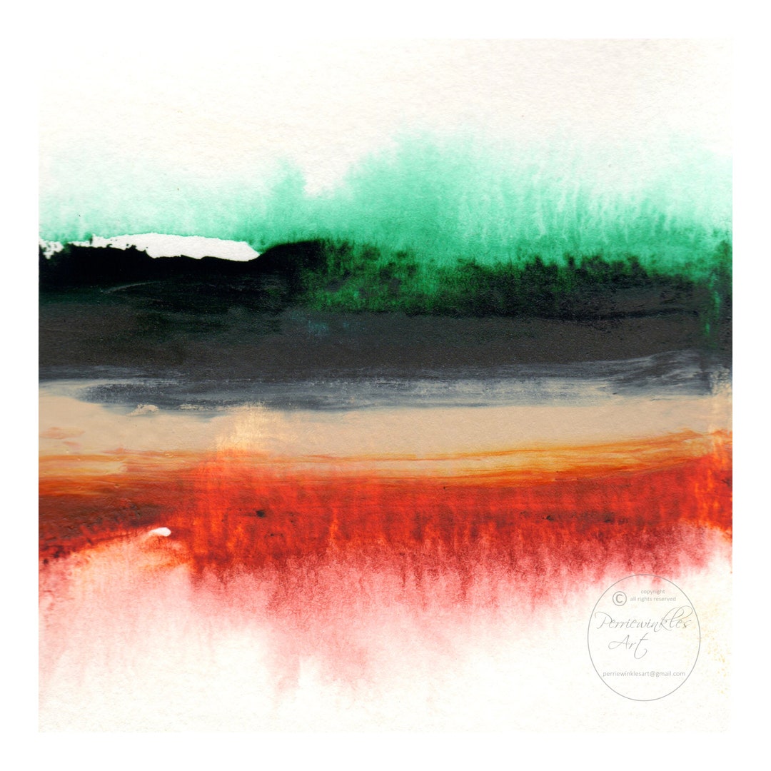 Abstract Square Watercolor Mixed Media Colorful Organic Expressive Fine ...