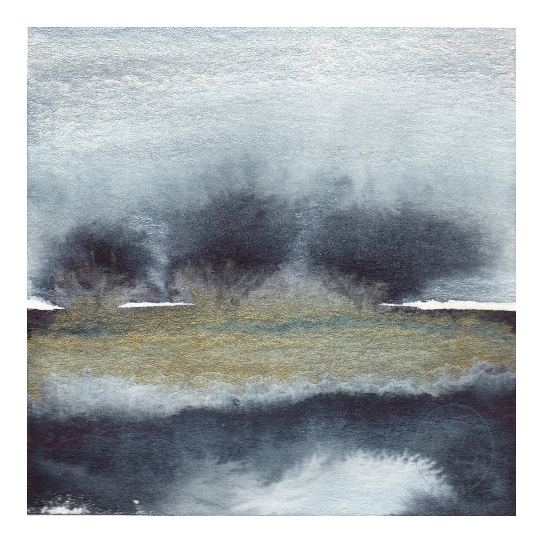Abstract Square Watercolor Mixed Media Colorful Organic Expressive Fine ...
