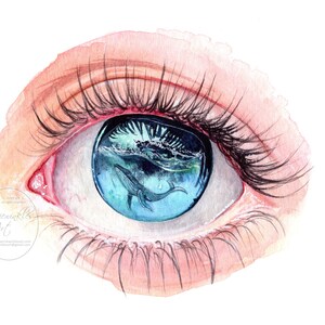 Human Eye Whale Ocean Fantasy Surreal Drawing Painting Fantasy Cute ...