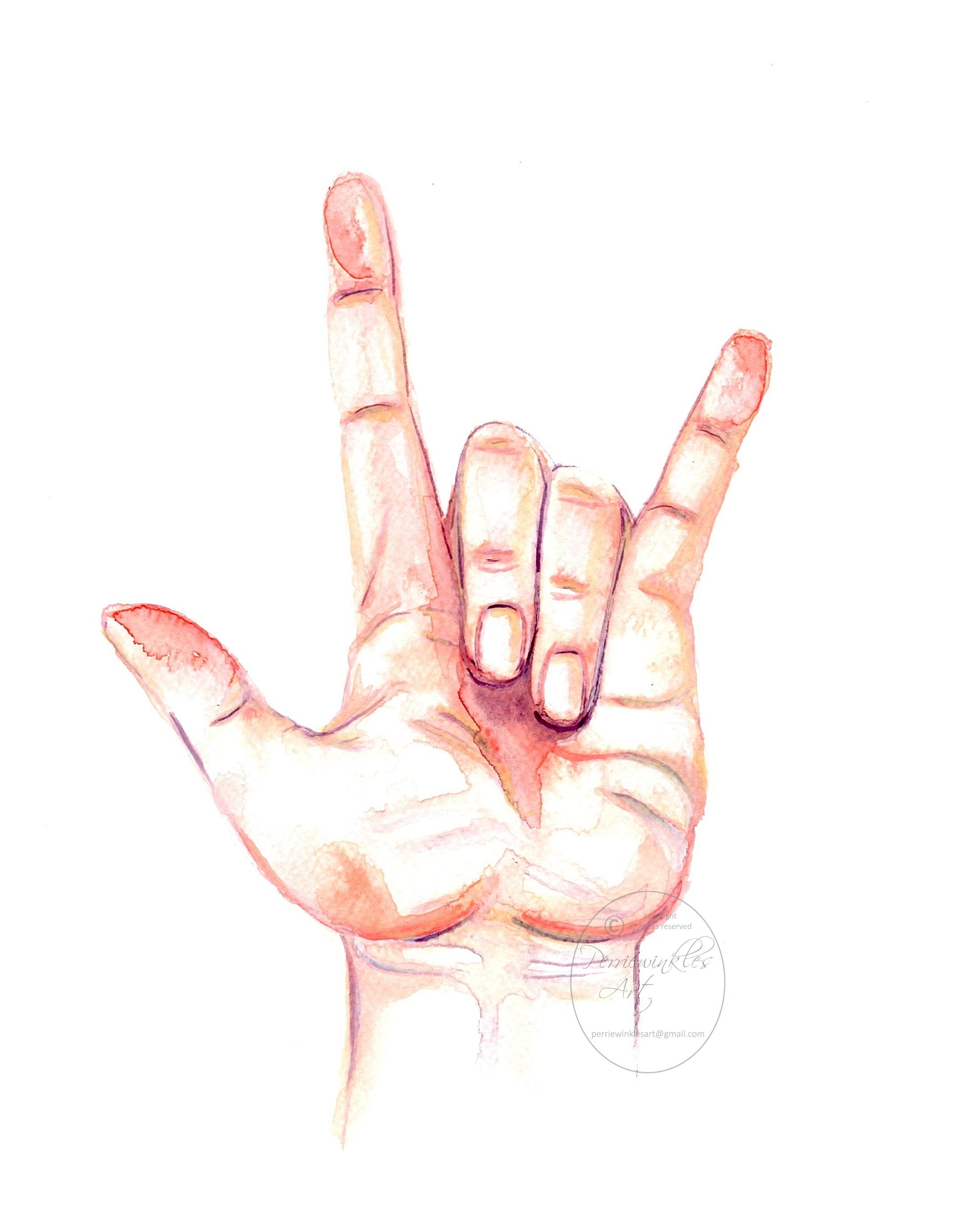 ASL Art Sign Language Art Watercolor Painting Watercolor - Etsy 日本