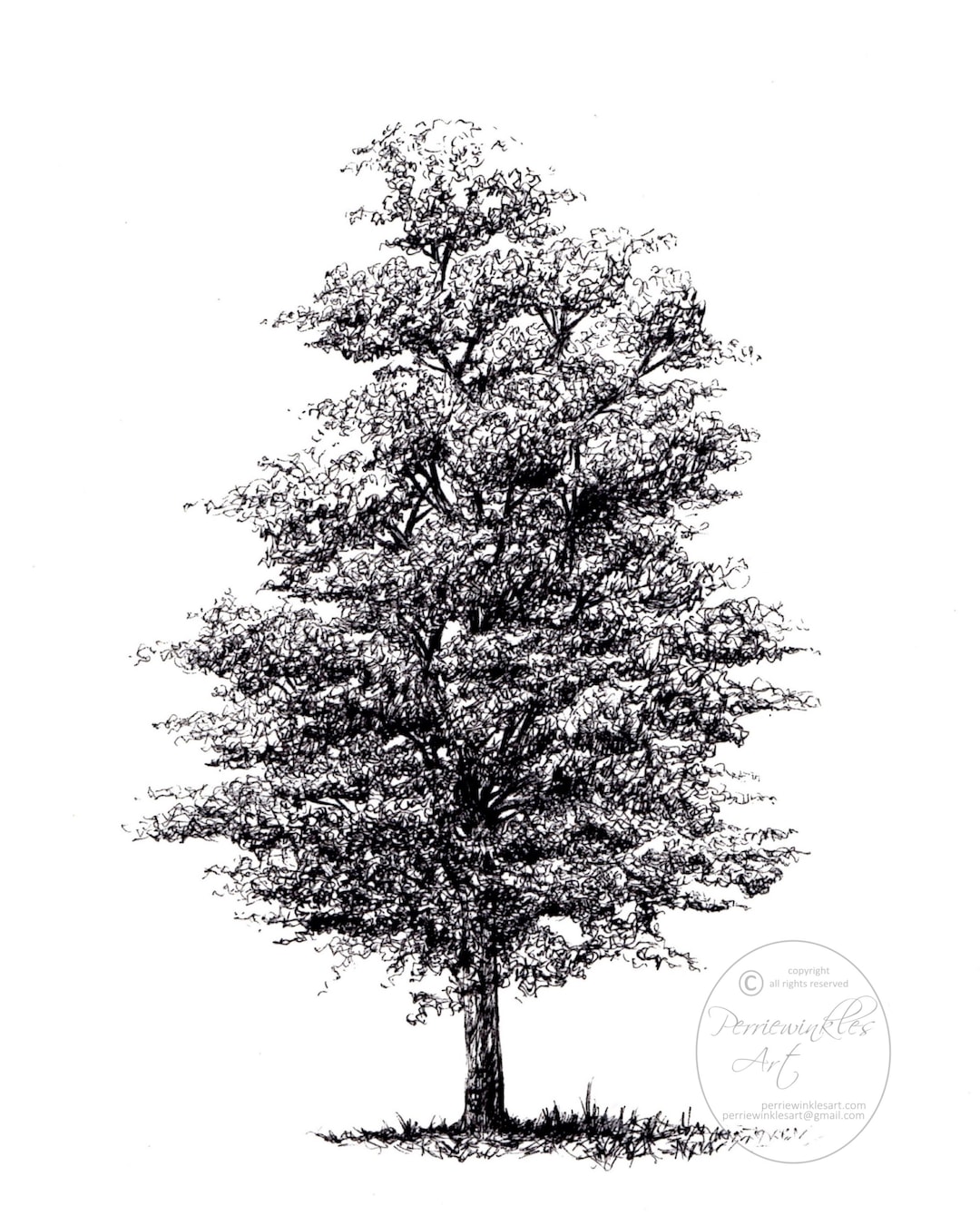 Tree Drawing, Tree Art, Tree Print, Trees, Art Prints, Realistic ...