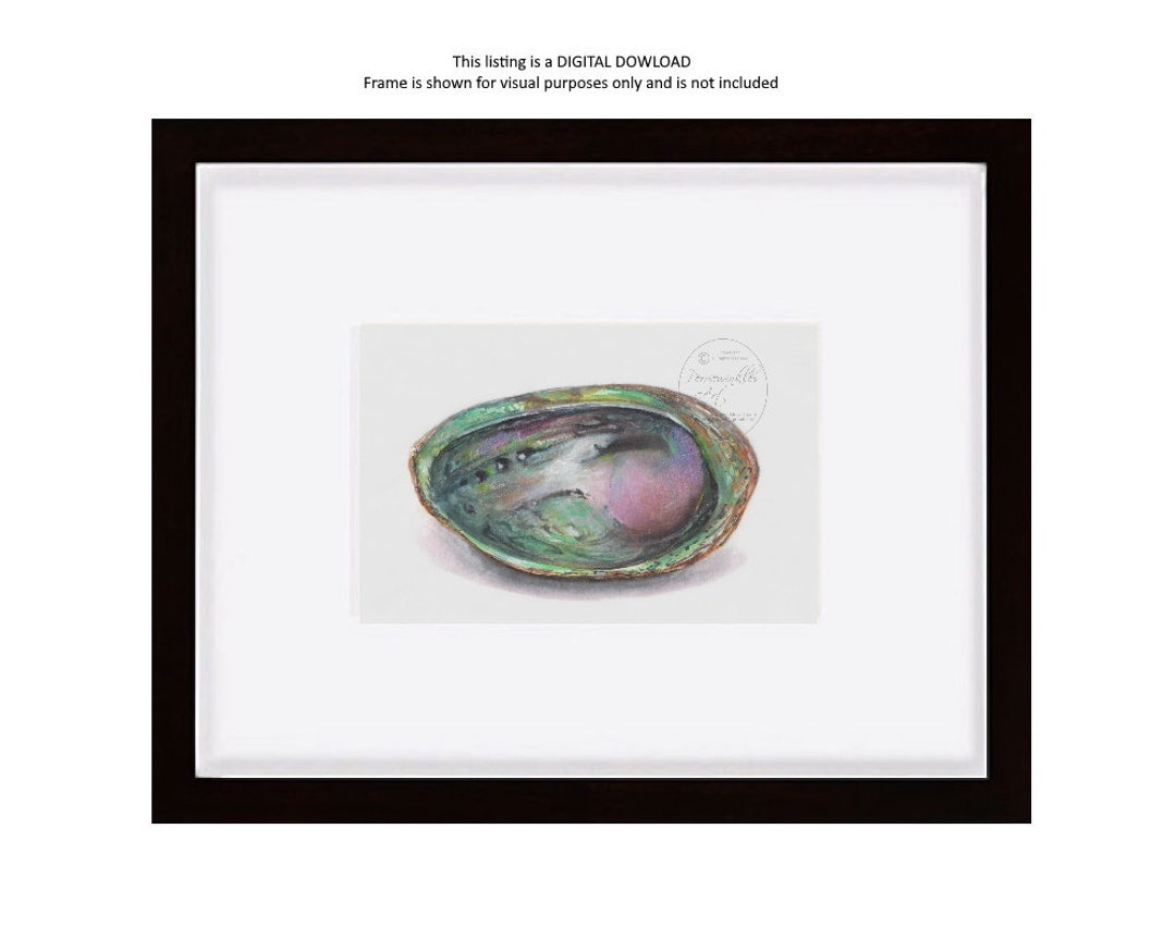 DIGITAL DOWNLOAD Abalone Shell Painting Watercolor Printable Jpeg ...