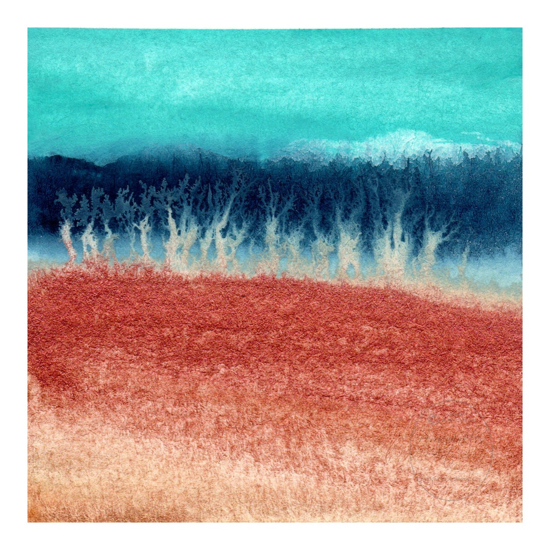 Abstract Square Watercolor Mixed Media Colorful Organic Expressive Fine ...