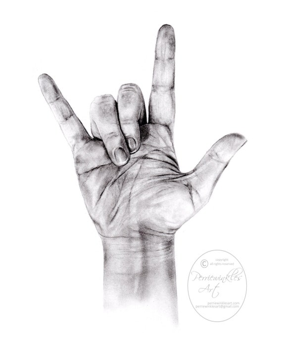 ILY Hand Sign Language Art Fine Art Print Hyperrealistic - Etsy