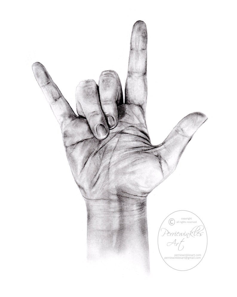ILY Hand Sign Language Art Fine Art Print hyperrealistic | Etsy