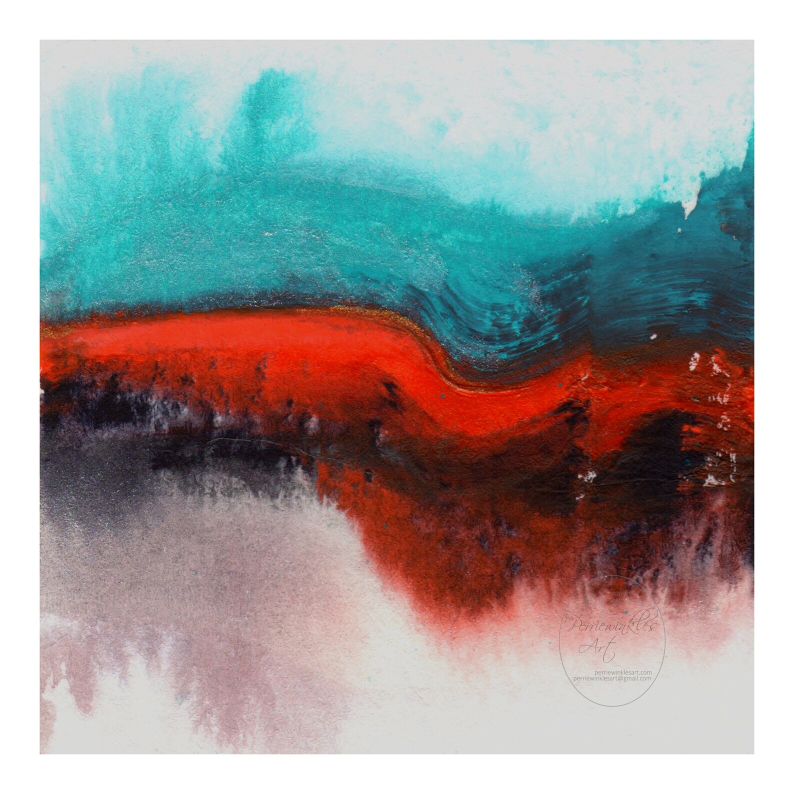 Abstract Square Watercolor Mixed Media Colorful Organic Expressive Fine ...