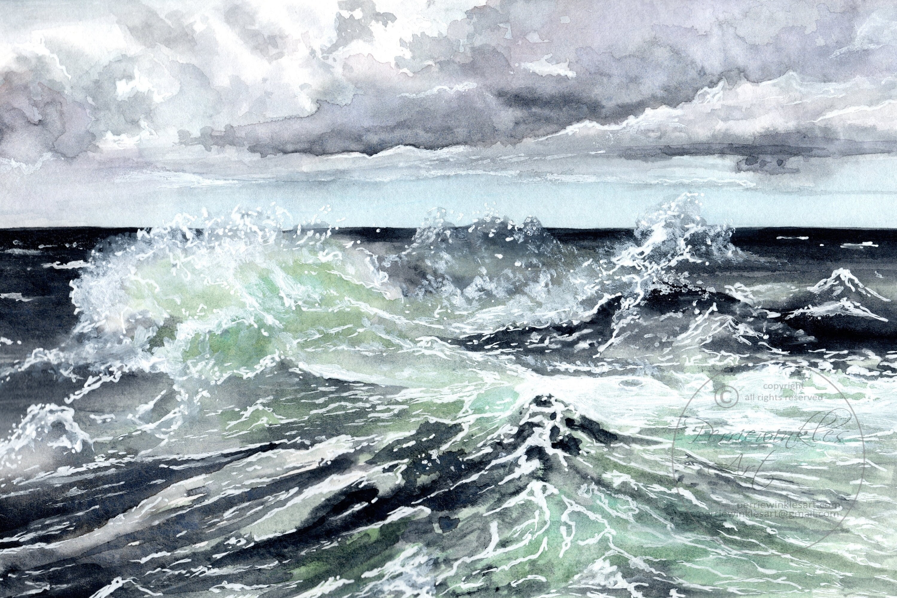 Fine art Print Ocean Art Watercolor Mixed Media Realistic | Etsy