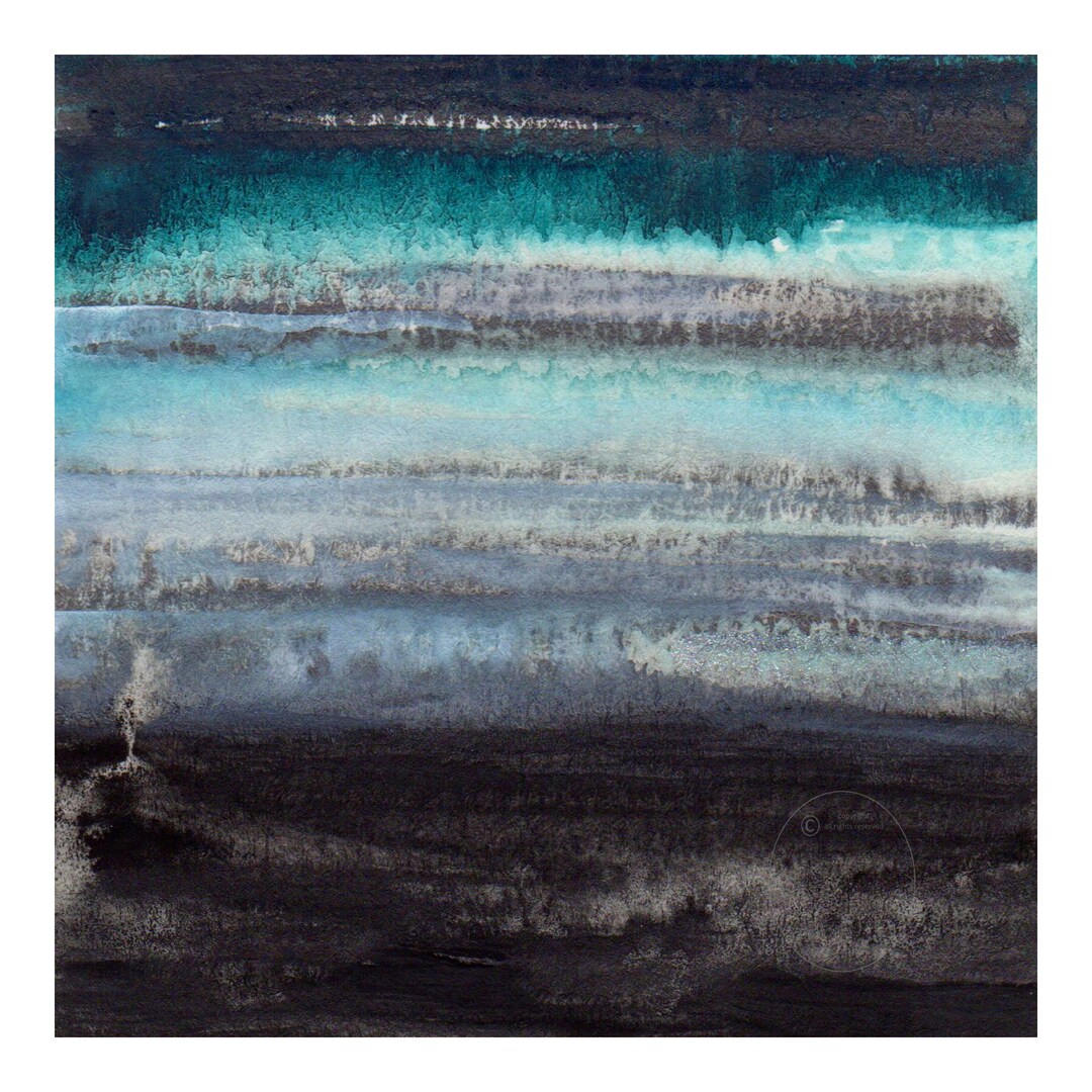 Abstract Square Watercolor Mixed Media Colorful Organic Expressive Fine ...