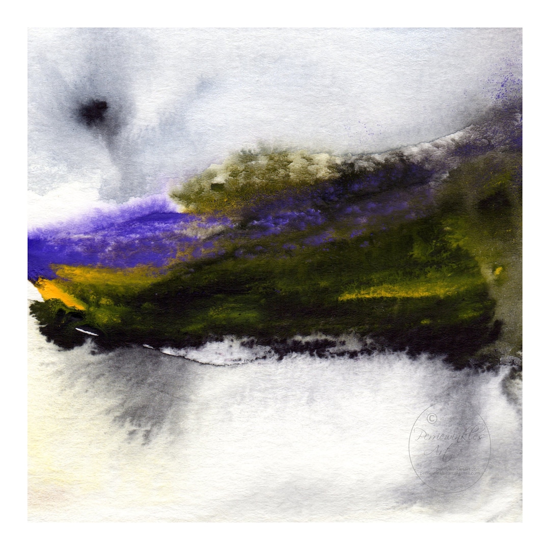Abstract Square Watercolor Mixed Media Colorful Organic Expressive Fine ...