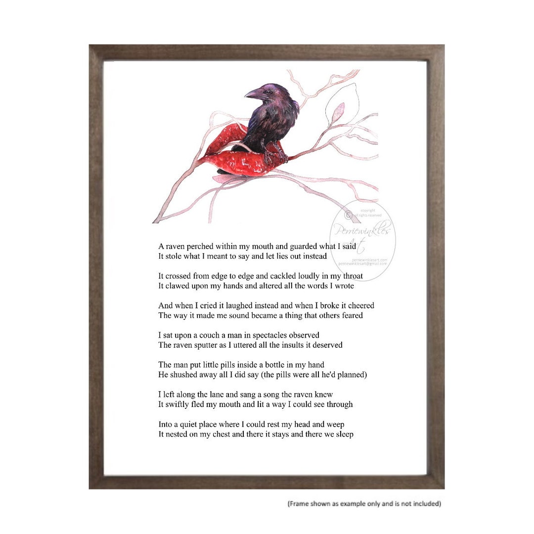Original Poem, Poetry, Raven, Bird Art, Watercolor, Dark Art, Romantic ...