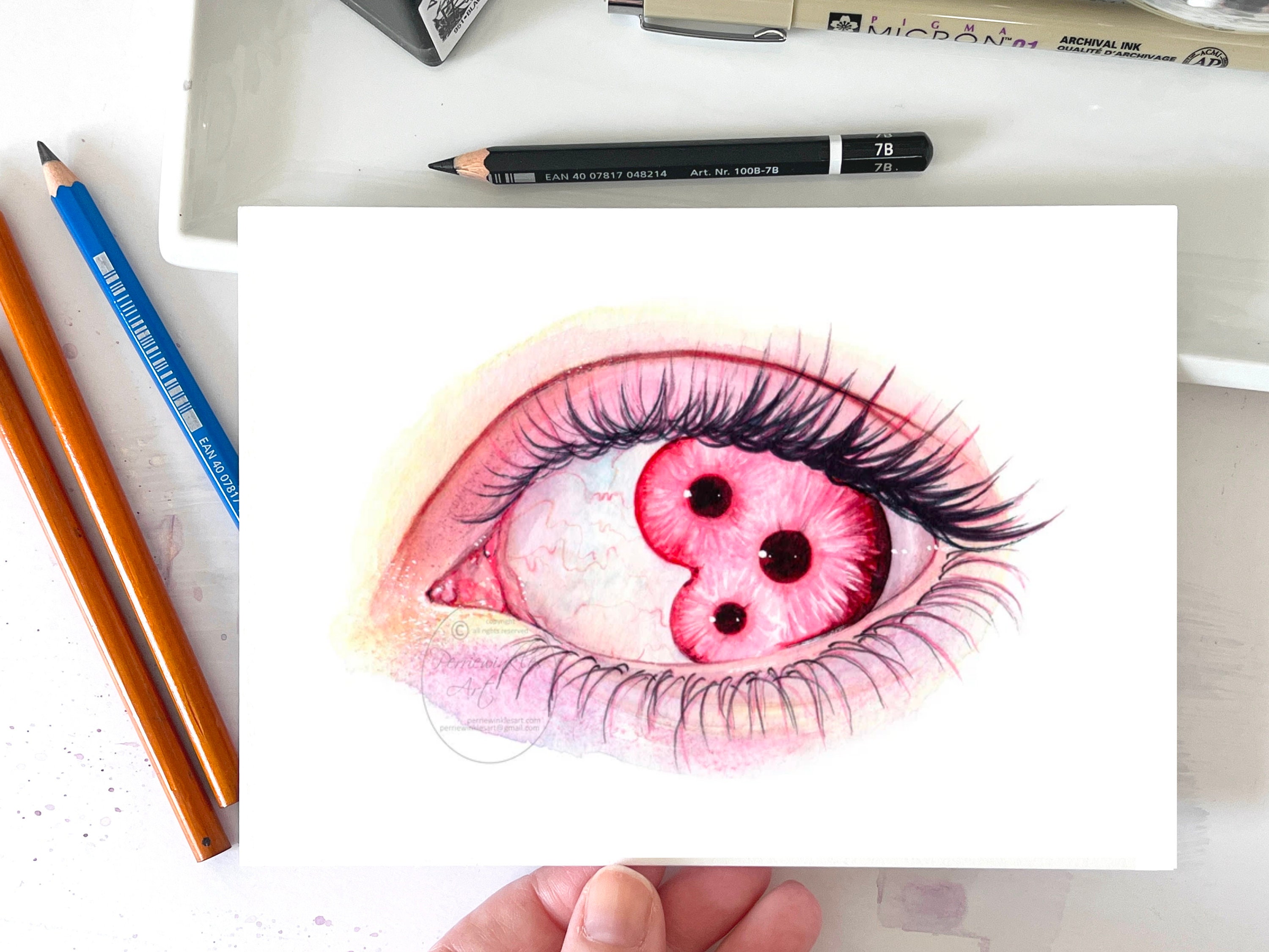 Human Eye Drawing Painting Fantasy Weird Drawings Cute Science | Etsy