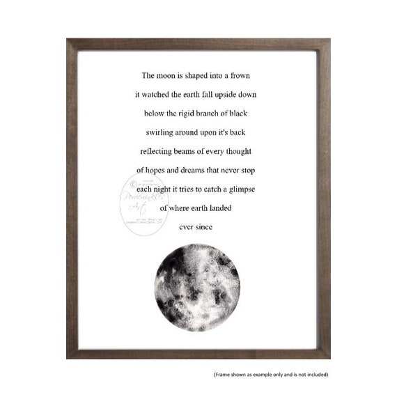 Original Poem Poetry Moon Art. Moon Watercolor Dark Art - Etsy