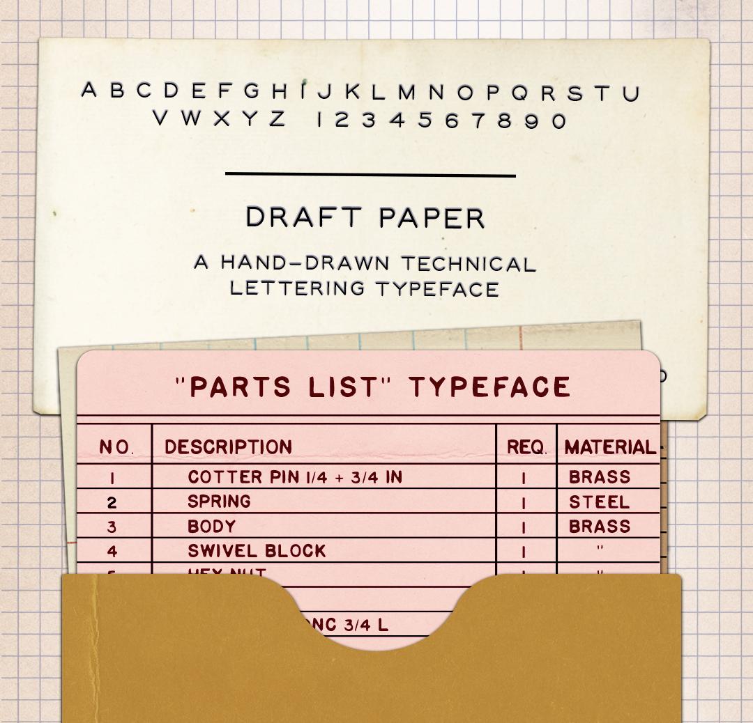 Parts List Draft Paper Font Bundle - Etsy