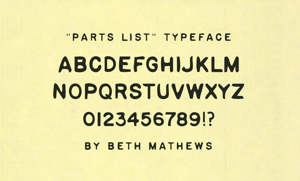 Vintage Font Parts List - Etsy