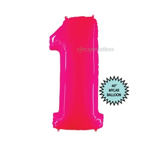 Neon Pink NUMBER Balloon | Neon Pink Giant Number Balloon | Fluorescent ...