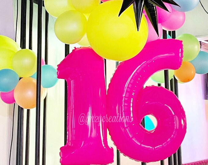 Neon Pink NUMBER Balloon | Neon Pink Giant Number Balloon | Fluorescent ...