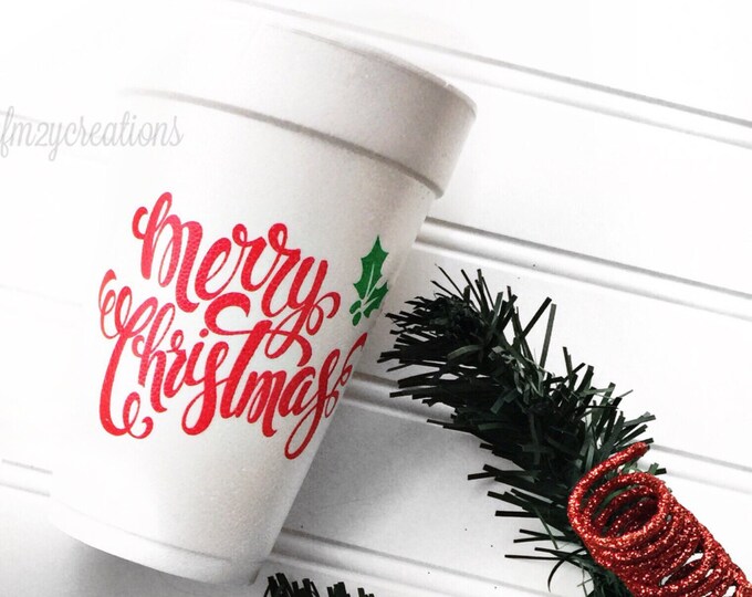 Merry Christmas Party Cups | Foam Christmas Cups | Foam Cups | Holiday ...