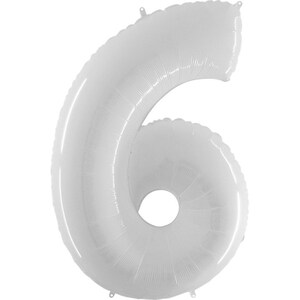 White NUMBER Balloon | White Foil Number 1 Balloons | White 40 ...