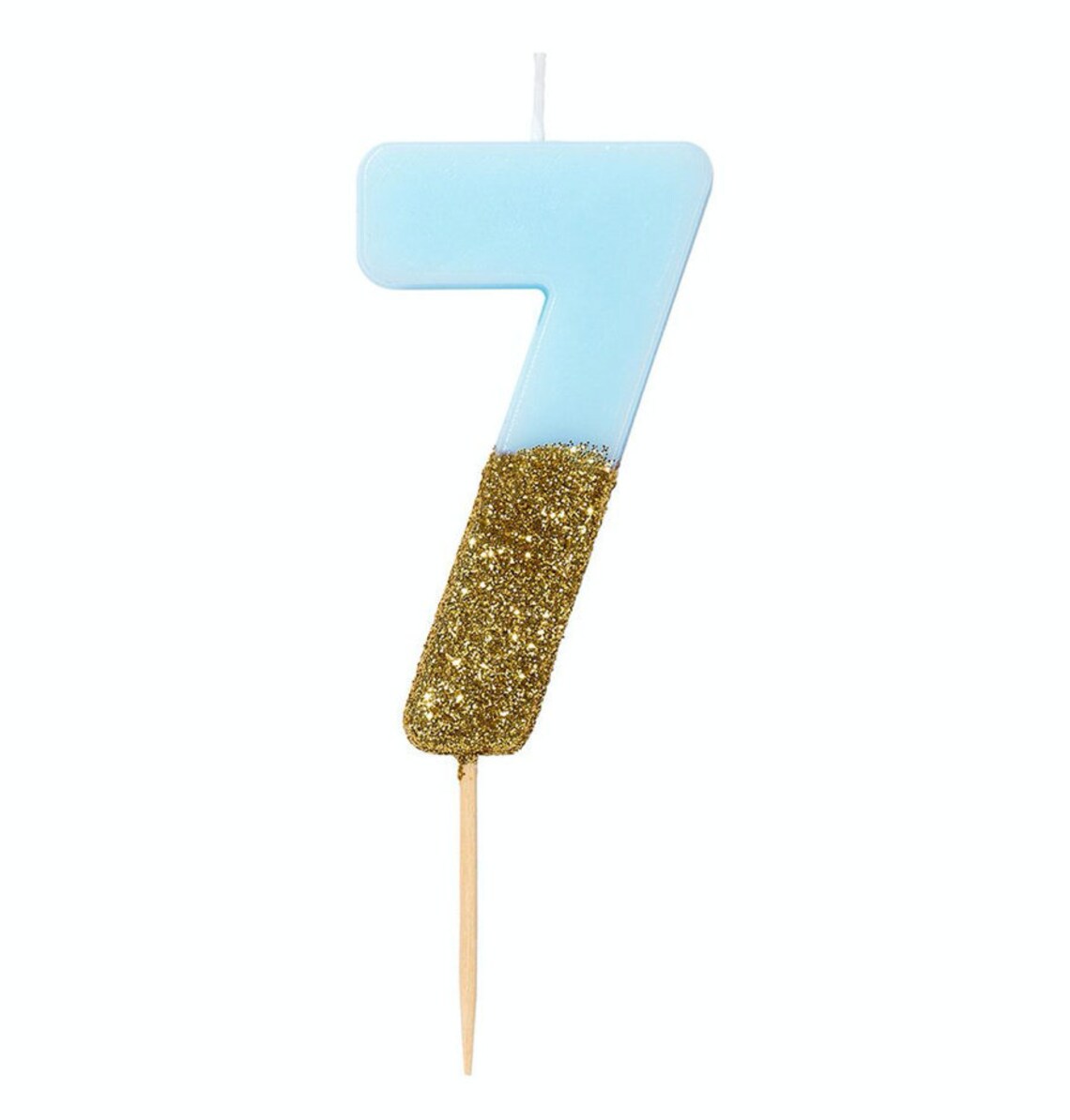 Number SEVEN Blue Candle 7TH Blue Birthday Blue and Gold - Etsy