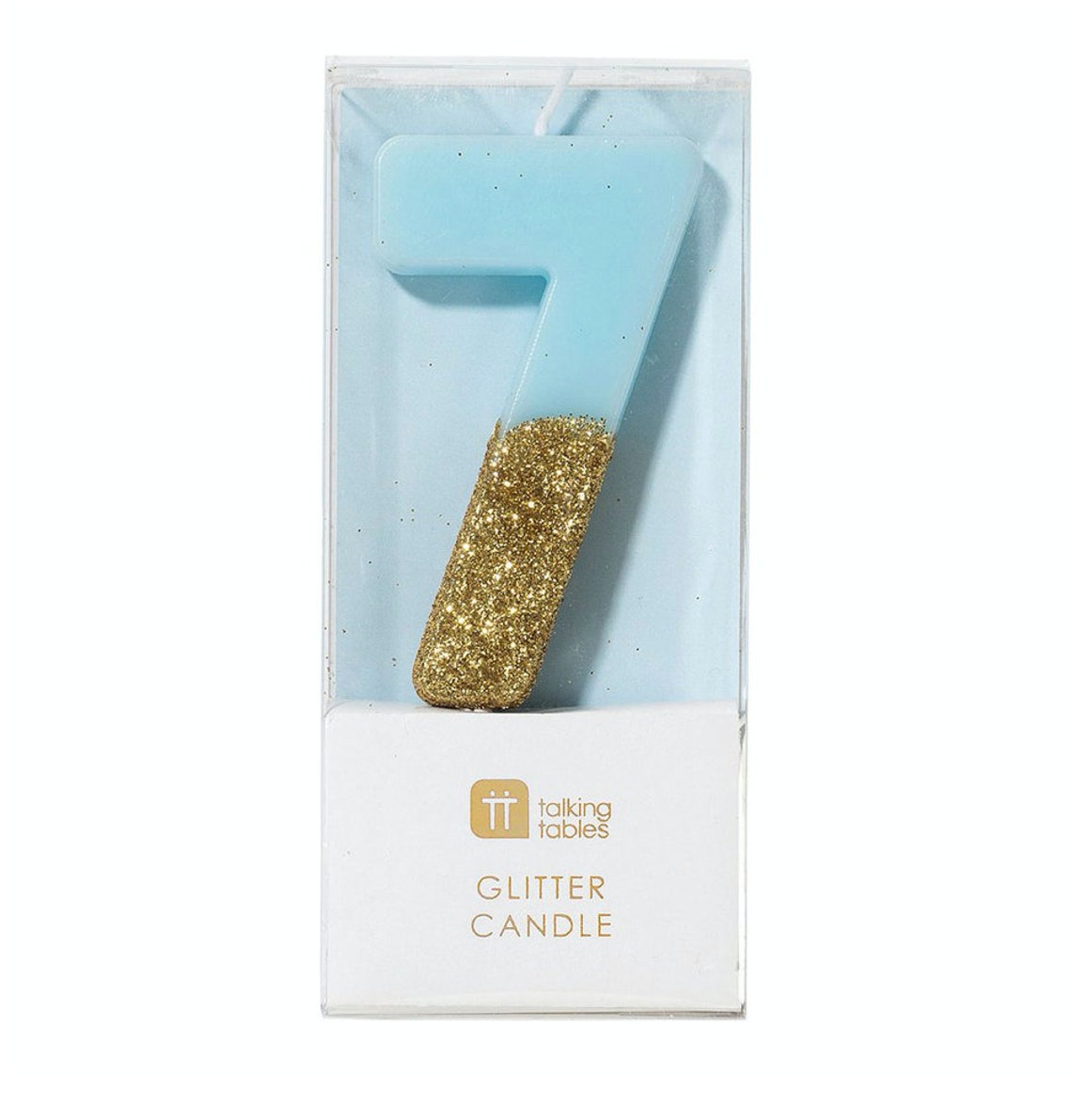 Number SEVEN Blue Candle 7TH Blue Birthday Blue and Gold - Etsy