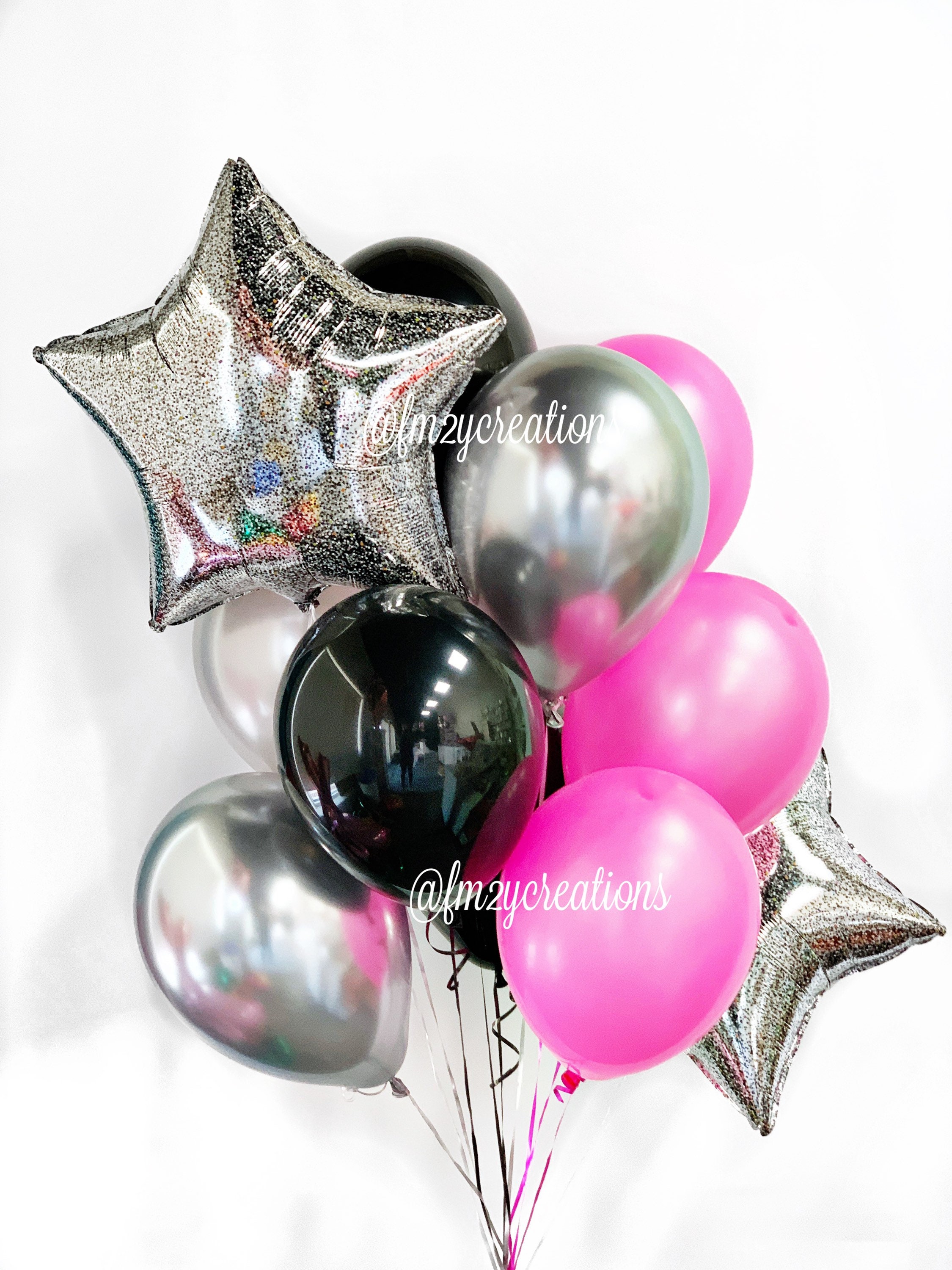 Rock Star Birthday Pink Silver Black Balloons, Pink and Black Party ...