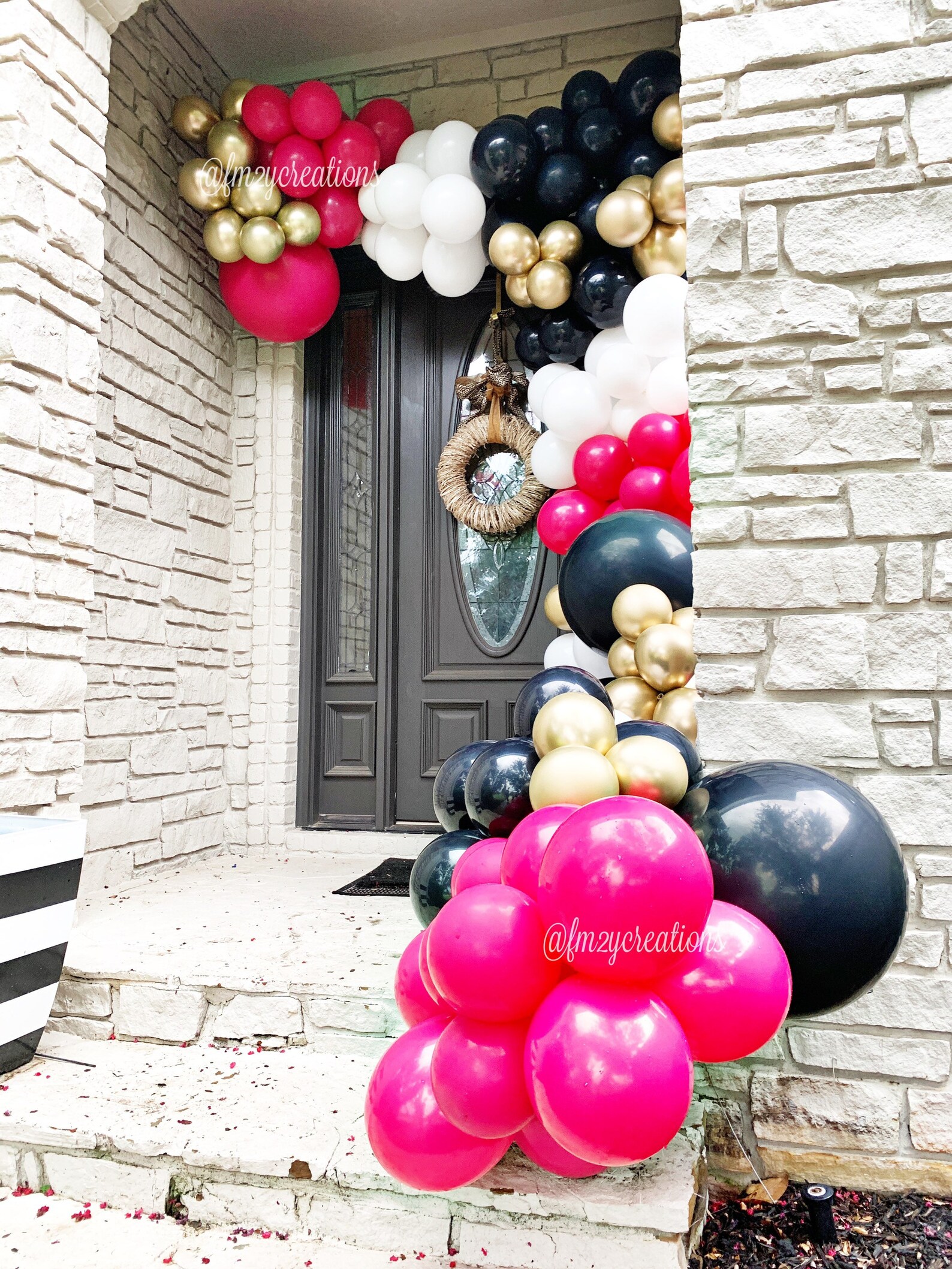 Hot PINK Black Gold Balloon Garland | Kate Spade Balloon Garland | Hot ...