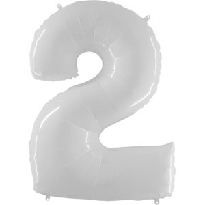 White NUMBER Balloon | White Foil Number 1 Balloons | White 40 ...