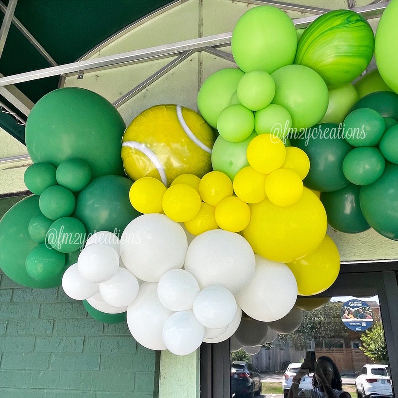 Tennis Birthday | Tennis Balloon Garland Yellow Green DIY | Tennis Baby ...
